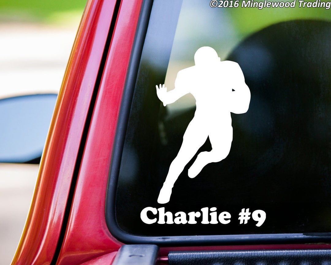 Football Player V1 Vinyl Decal Sticker With Personalized Name 6" X 4 ...