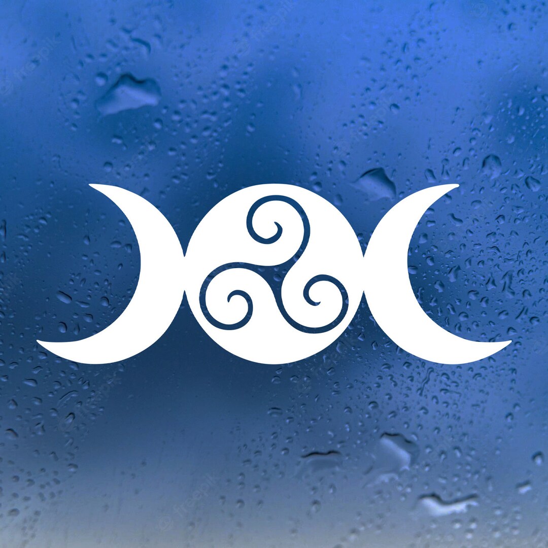 Triple Moon Goddess Symbol Vinyl Decal V3 - Triskelion Wiccan Phase ...