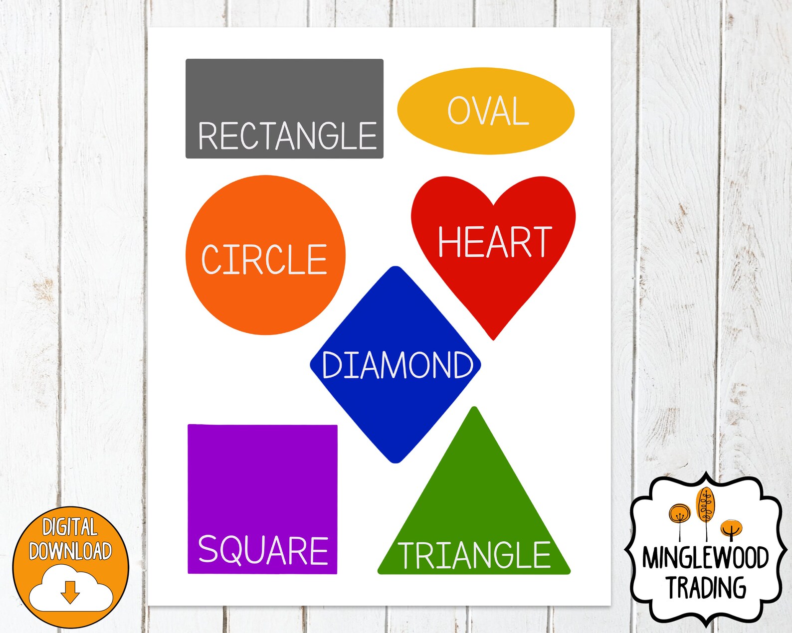 Alphabet Numbers Colors Shapes Days Art Prints Instant | Etsy