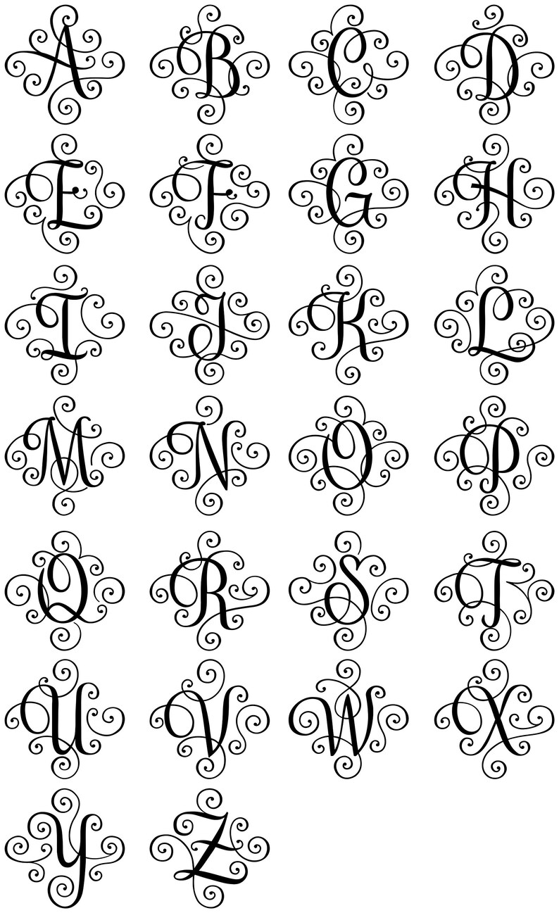 SCROLL MONOGRAM INITIAL Vinyl Decal Sticker Decorative - Etsy