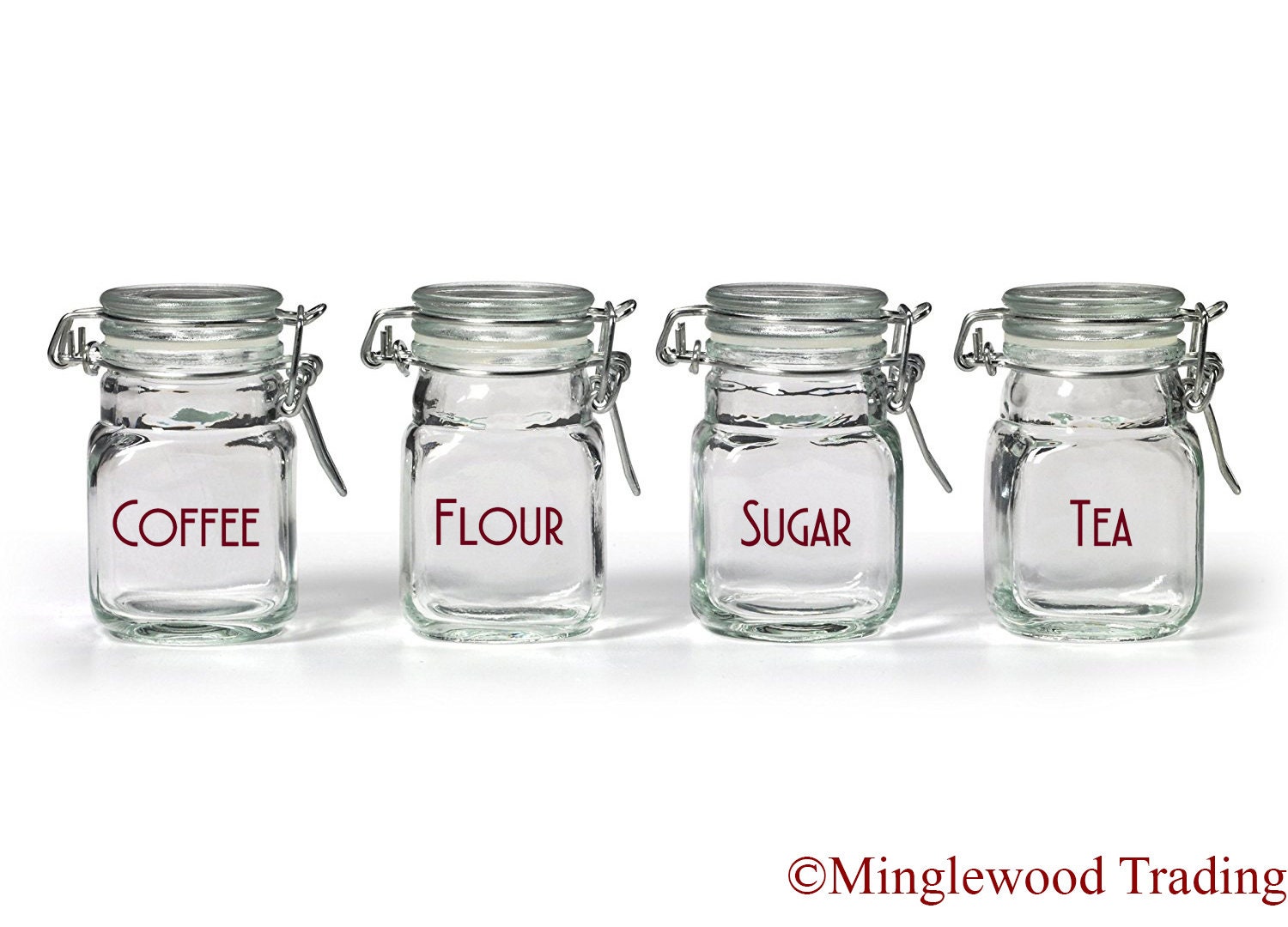 Set of 4 Canister Labels -V4- Vinyl Decal Stickers Kitchen Flour Sugar ...