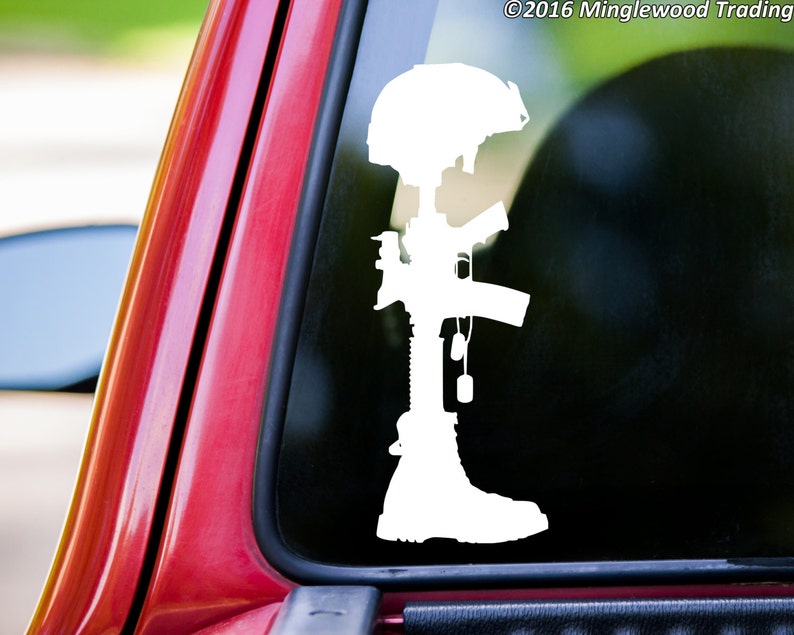 Fallen Soldier Vinyl Decal Battle Cross Battlefield Honor Etsy
