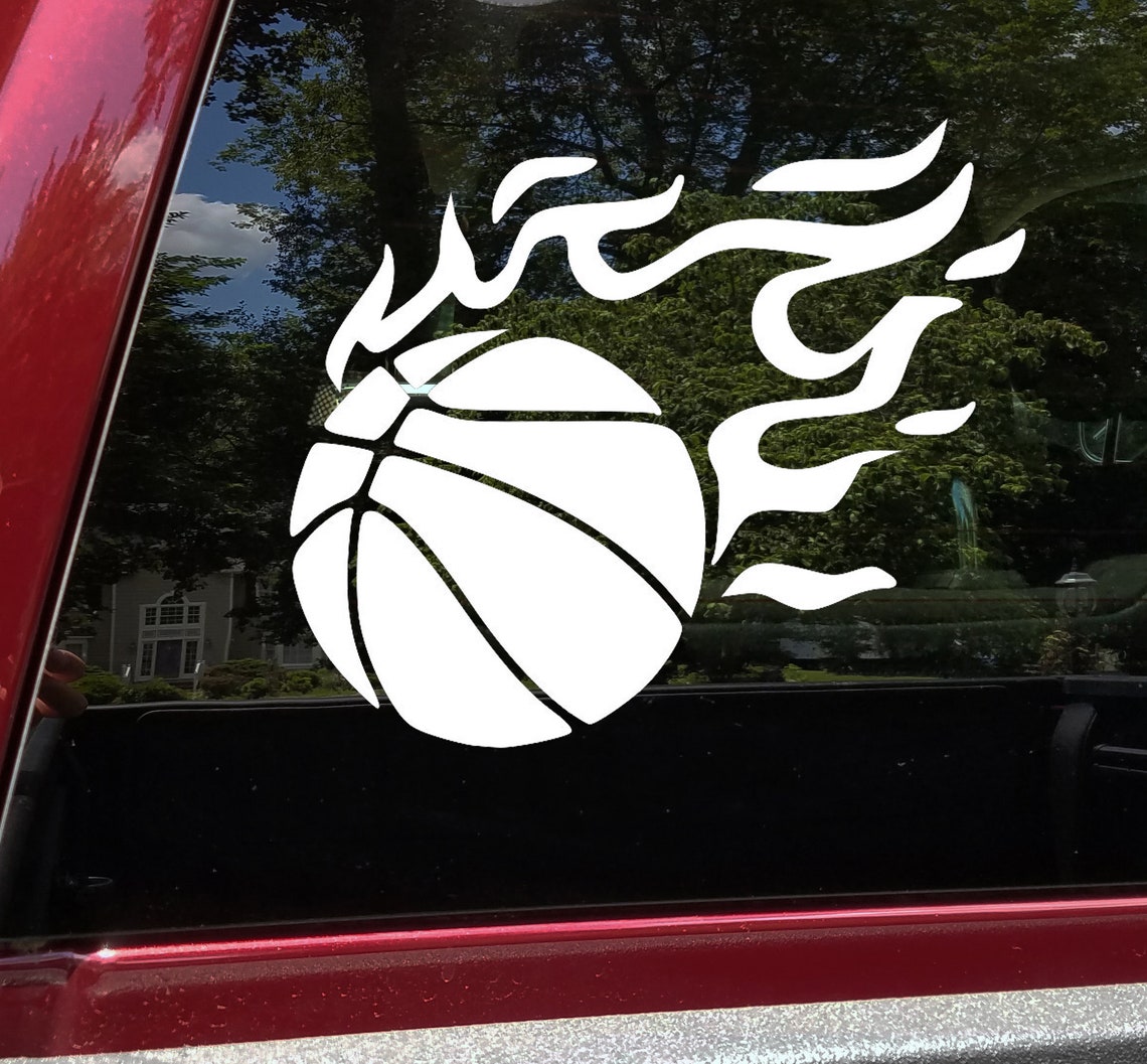 Flaming Basketball Vinyl Decal Flames Ball Hoops Court Team - Etsy