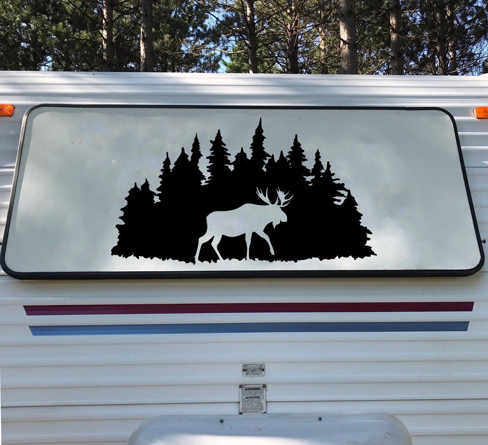 Moose in Treeline Vinyl Decal RV Camper Graphics Travel | Etsy