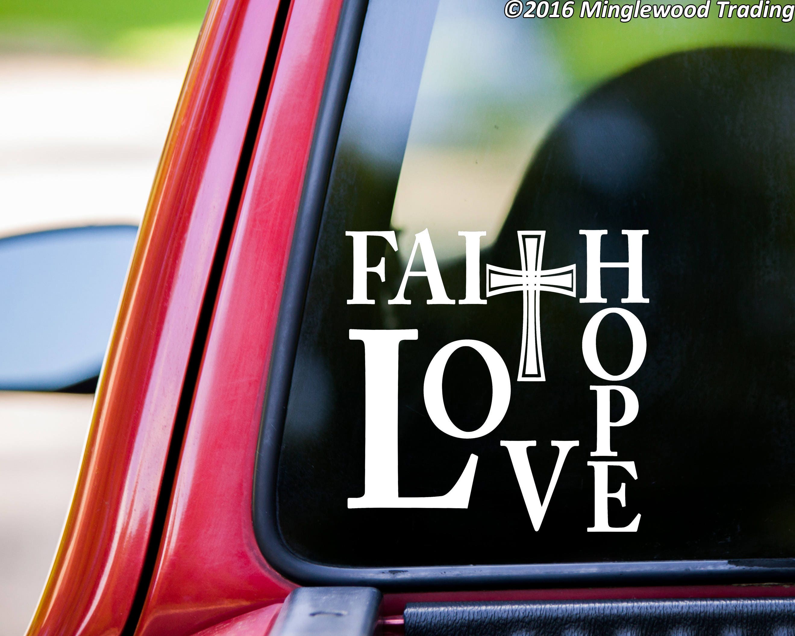 FAITH HOPE LOVE Vinyl Decal Sticker Cross | Etsy
