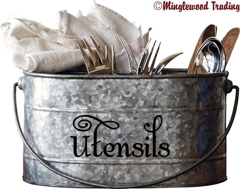 UTENSILS Vinyl Sticker Kitchen Organization Label Die Cut | Etsy