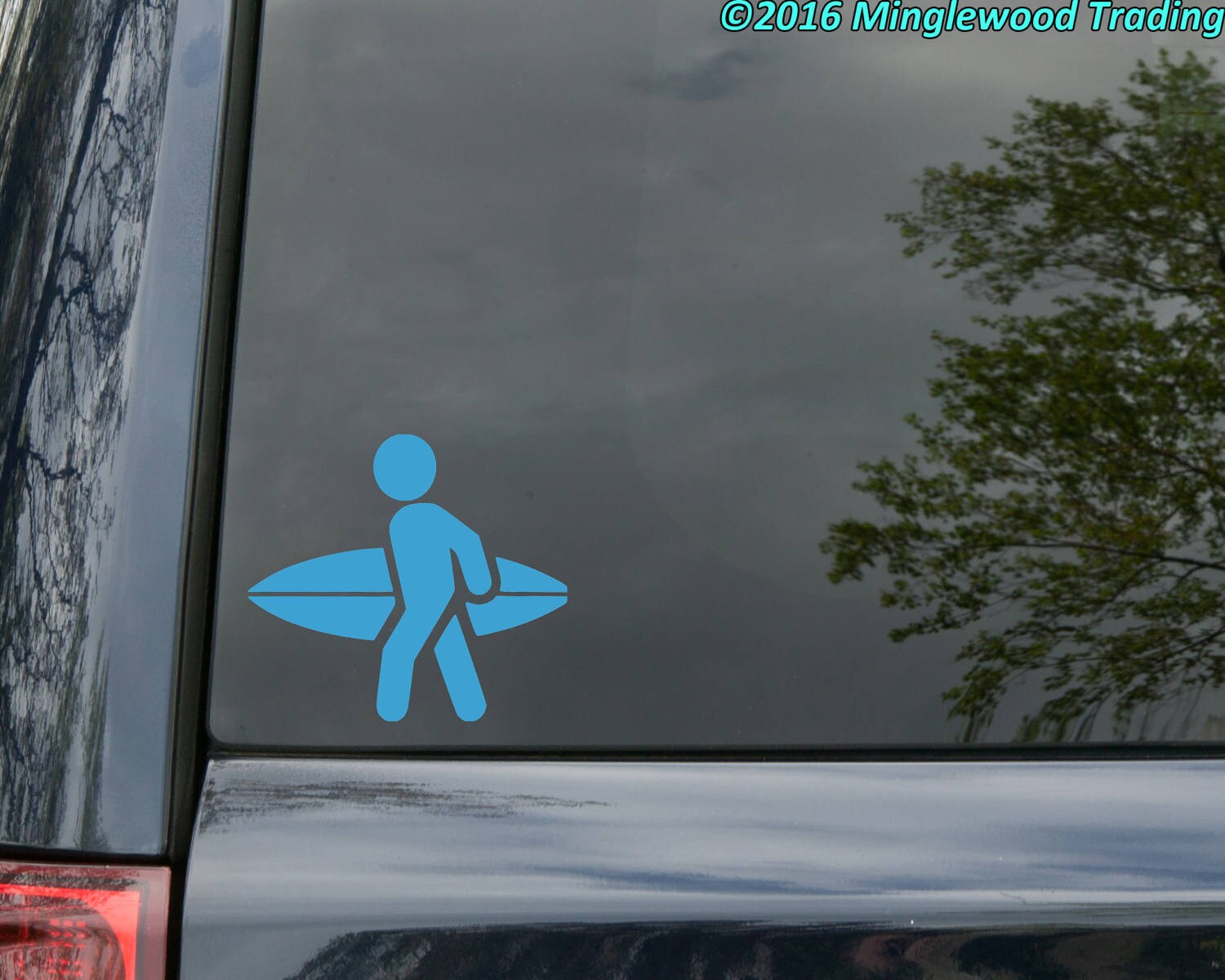 SURFER With SURFBOARD Vinyl Decal Sticker Beach Ocean Waves | Etsy