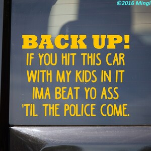 Back Up Vinyl Sticker Tailgating Driving Kids Babies Die Cut Decal - Etsy