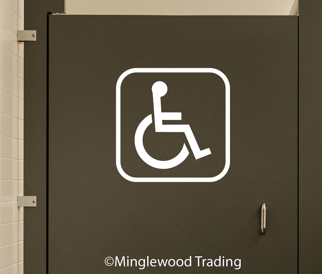 Handicap Accessible Bathroom Door Sign Vinyl Sticker - Wheelchair ADA ...