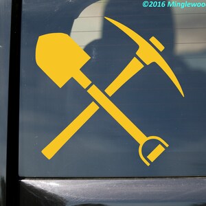 Crossed Shovel and Pick Axe Vinyl Decal - Mining Pickaxe Expedition ...
