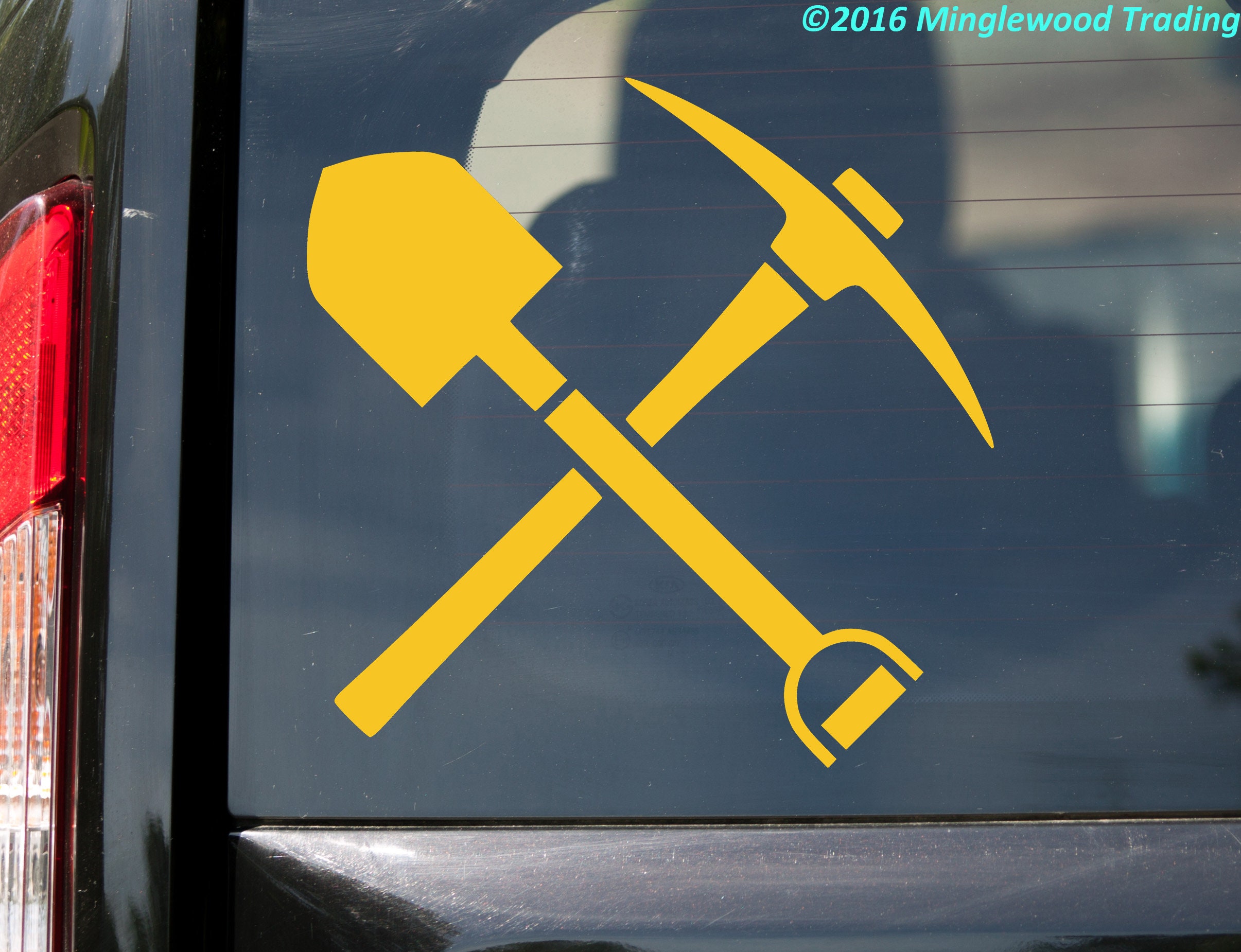 Crossed Shovel and Pick Axe Vinyl Decal - Mining Pickaxe Expedition ...