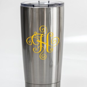 Scroll Monogram Initial Vinyl Decal Sticker | Decorative Letter Script ...