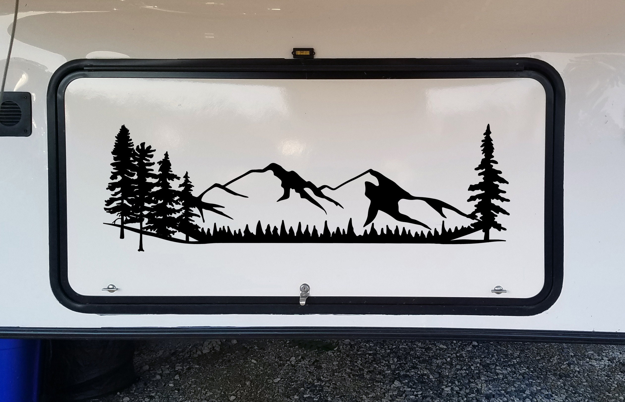Mountains Forest Scene Vinyl Decal V1 Camper RV Travel | Etsy