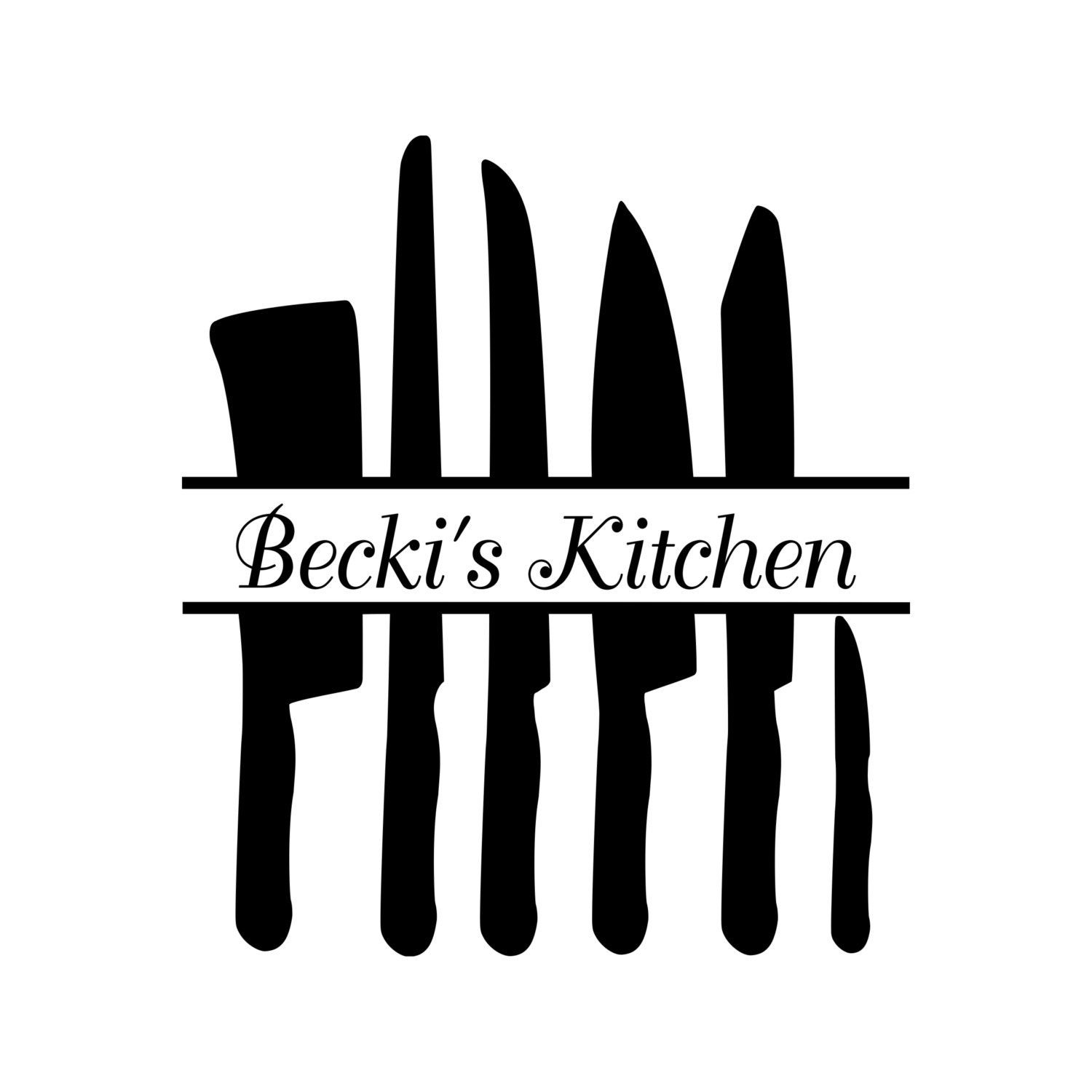 KITCHEN KNIVES with Personalized Text Vinyl Decal Sticker | Etsy
