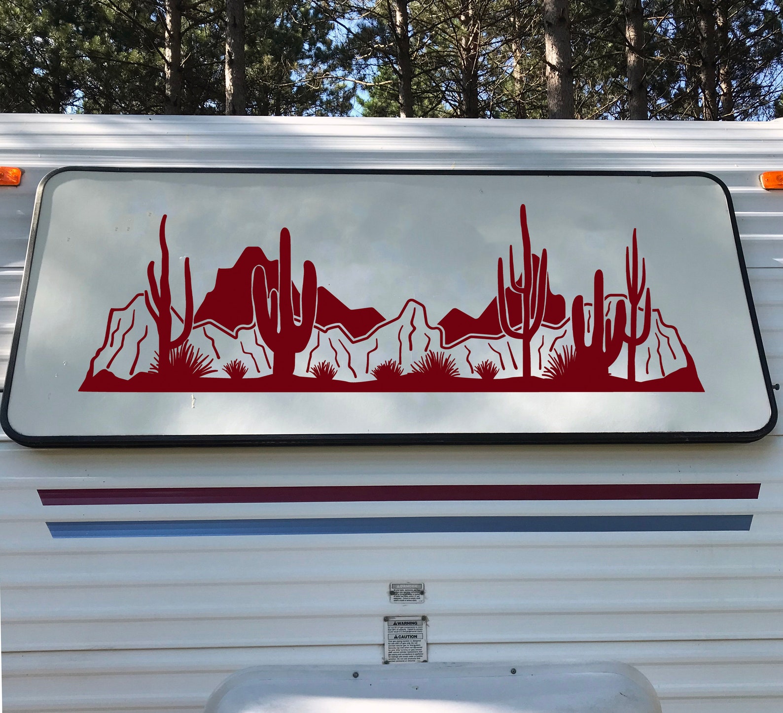 Desert Cactus Mountain Scene V2 Vinyl Decal - RV Camper Graphics Travel ...