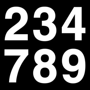 Sheet of 20 Numbers Arial Helvetica Bold Font Vinyl Decal - Standard ...
