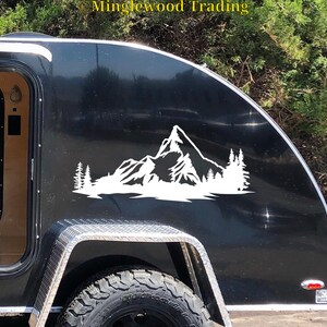 Mountain Scene With Trees Vinyl Sticker - Camper RV Travel Trailer ...