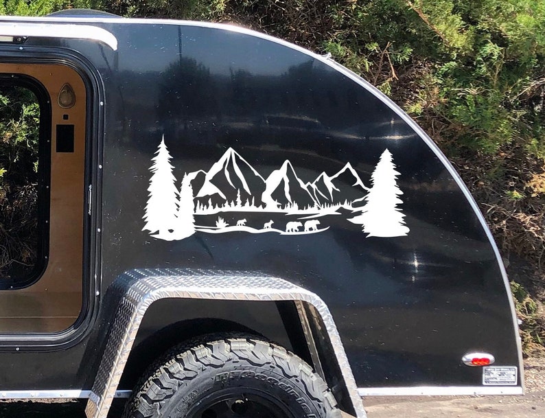 Bear Family Mountains Scenery Vinyl Decal V4 RV Graphics - Etsy