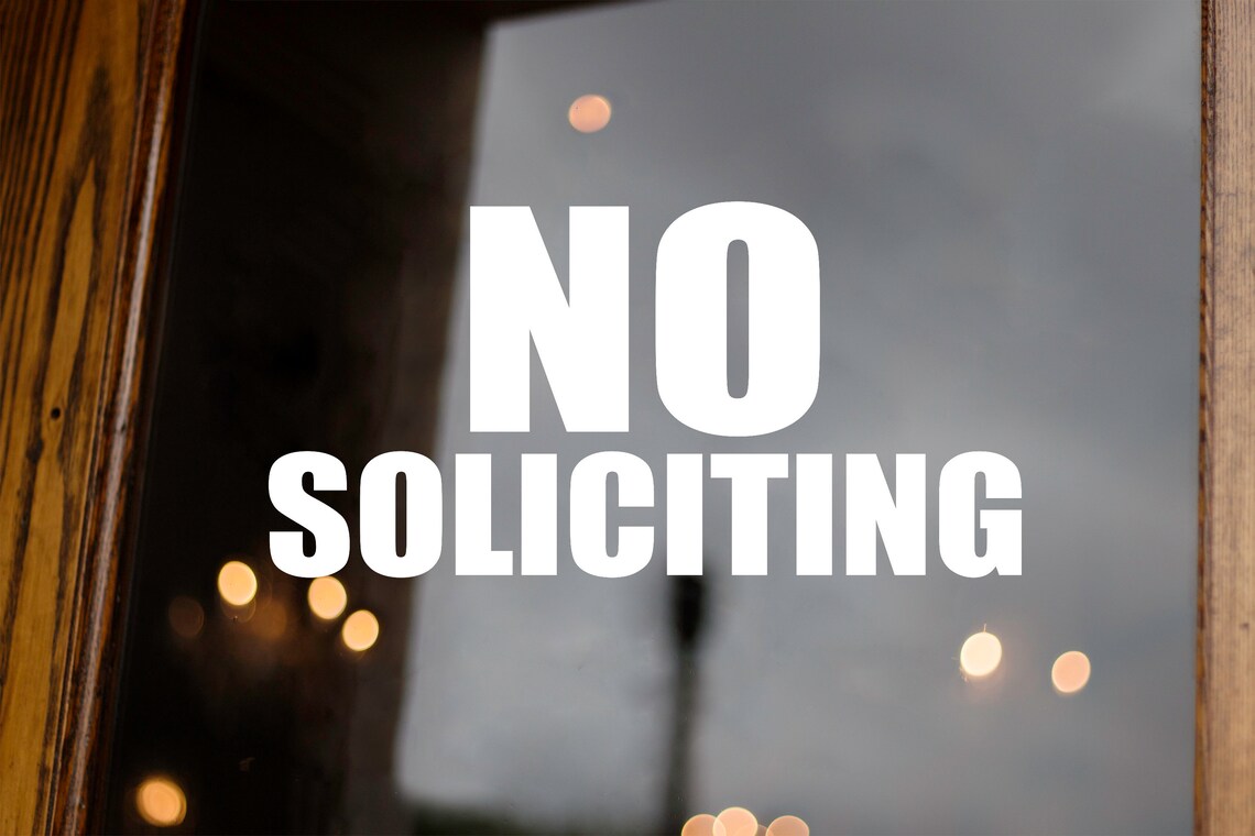 No Soliciting Vinyl Decal V2 Storefront Business Office Sign - Etsy