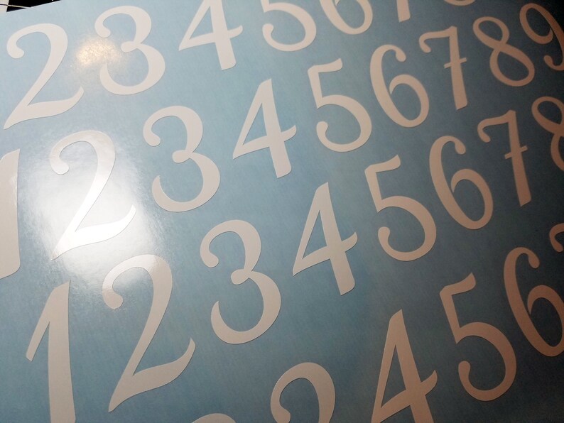 Calligraphy Die Cut Numbers Vinyl Decals Stickers 4 Sets | Etsy