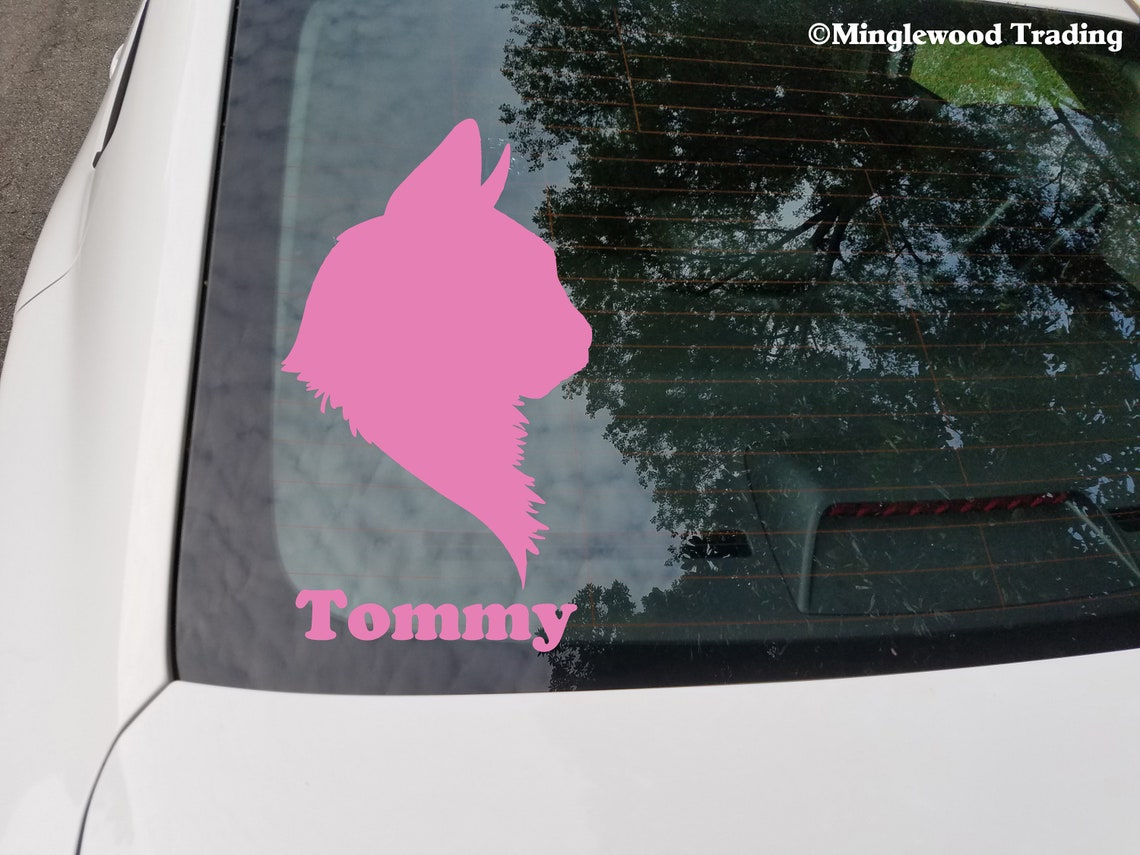 Cat Head With Personalized Name Vinyl Decal Sticker - Profile ...