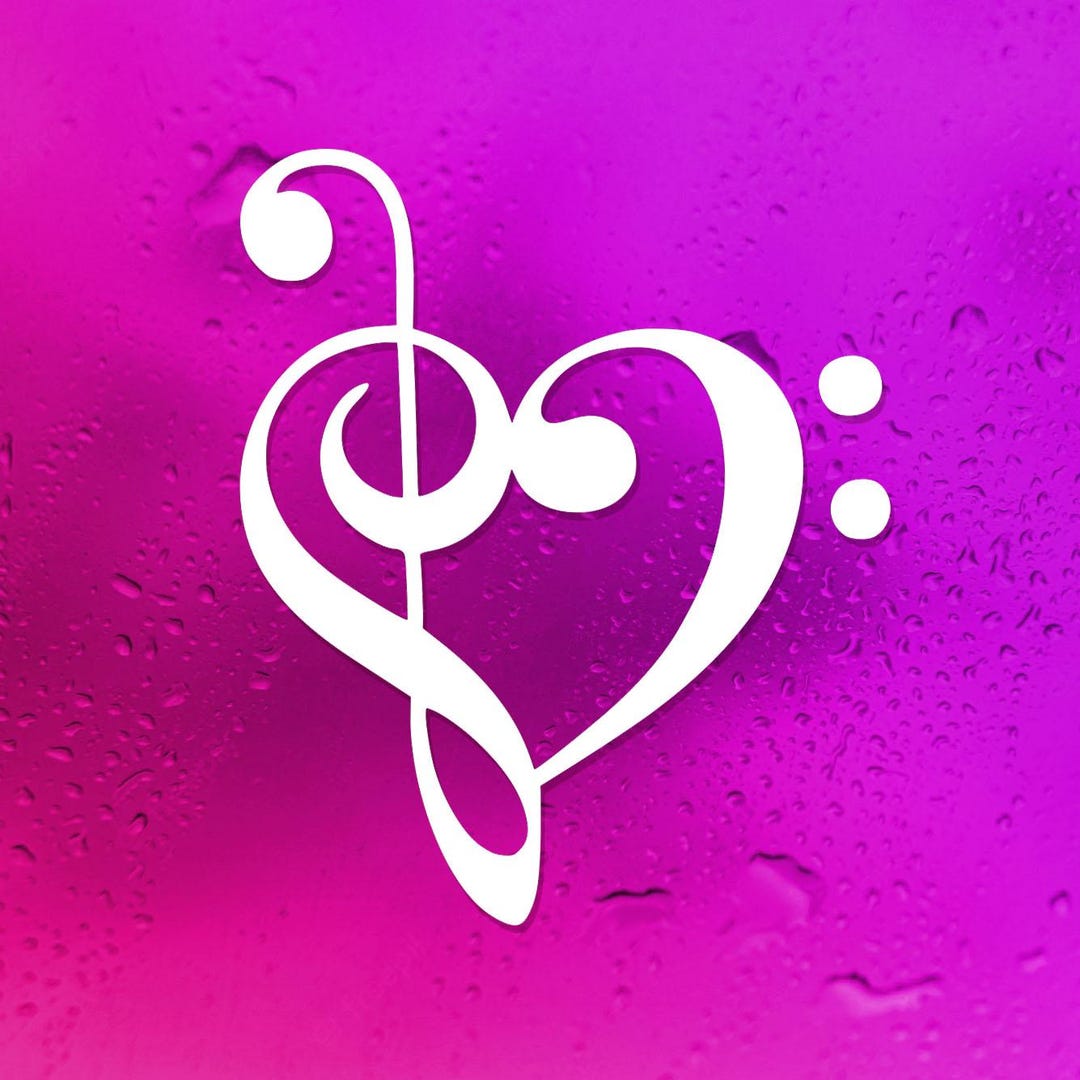 Heart Music Note Vinyl Decal Sticker - Love Musician - Etsy