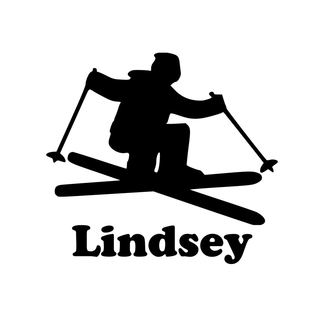 Skier With Personalized Name Vinyl Decal Sticker - Snow Skiing Slopes ...