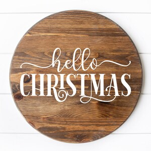Hello Christmas Sign Vinyl Decal | Custom Color Happy Holidays Merry ...