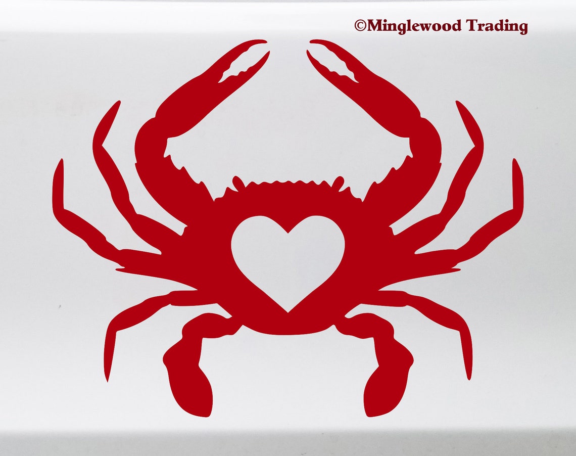 Crab Heart Vinyl Sticker Crustacean Claws King Beach Love - Etsy