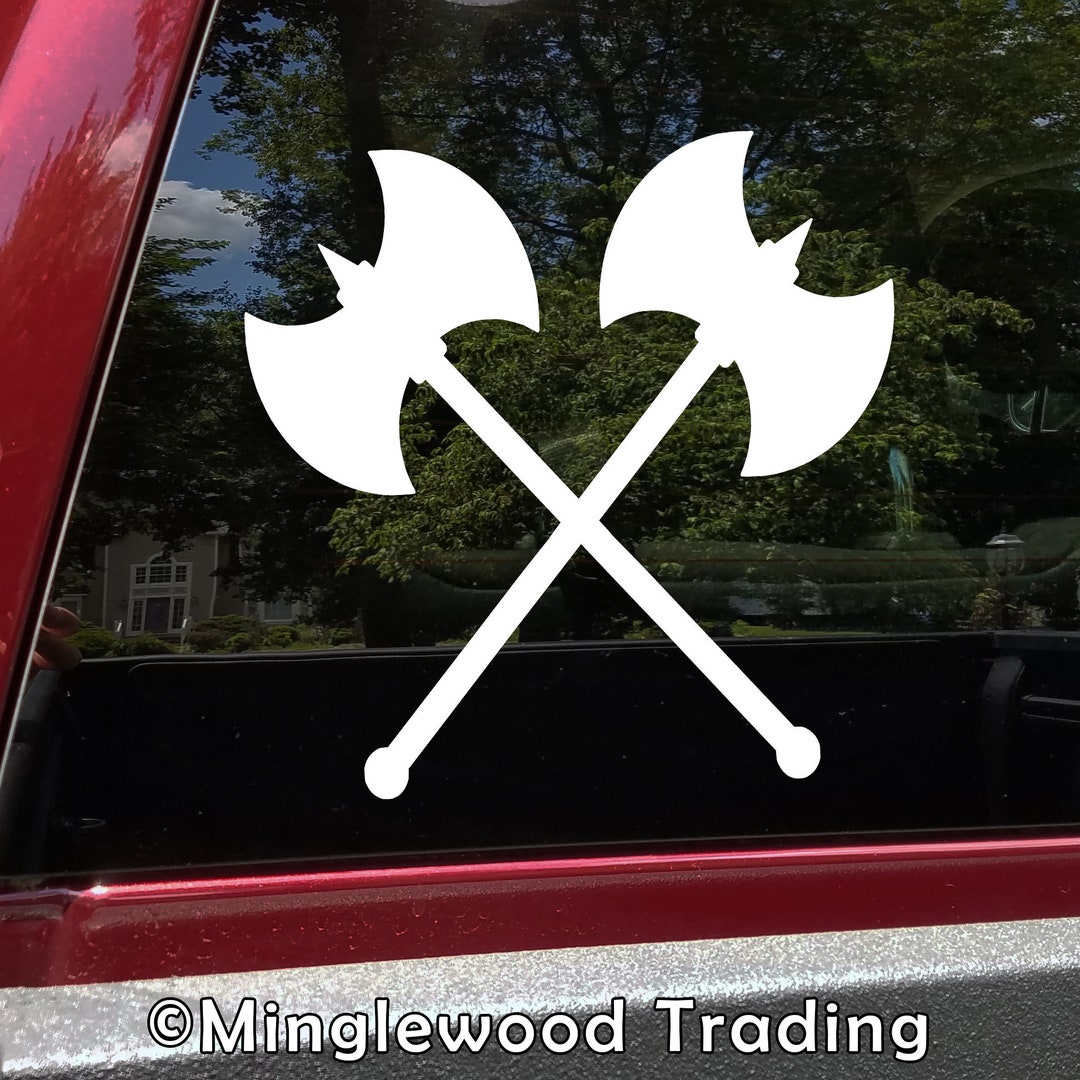 Crossed Battle Axes Vinyl Decal Sticker -V1- Battle-axe Medieval Combat ...