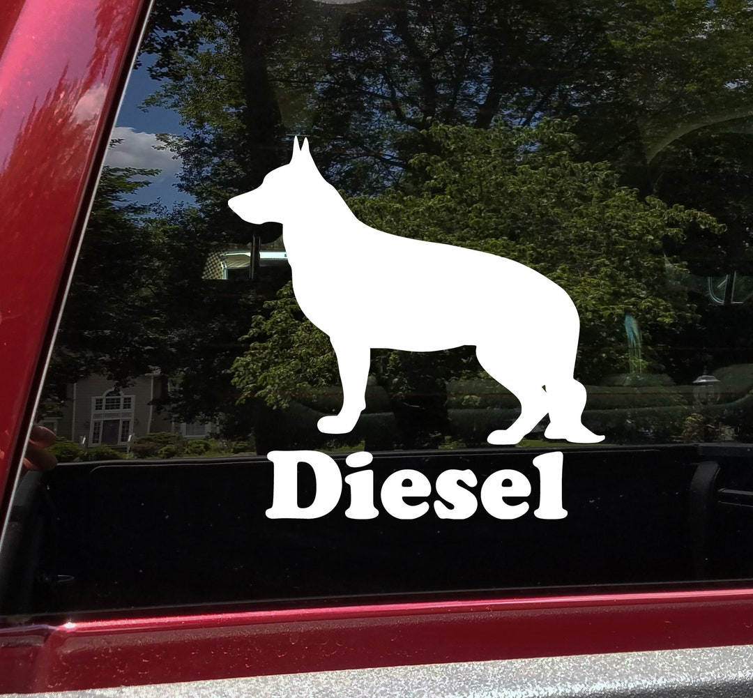 German Shepherd With Personalized Name Vinyl Decal V2 | Dog Puppy GSD ...