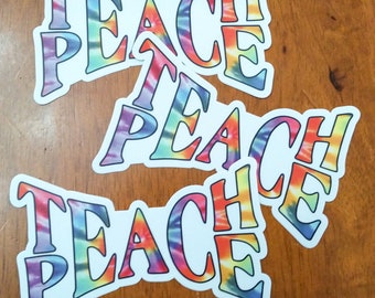 TEACH PEACE 5 x 3 Die Cut Decal Tie Dye Hippie | Etsy