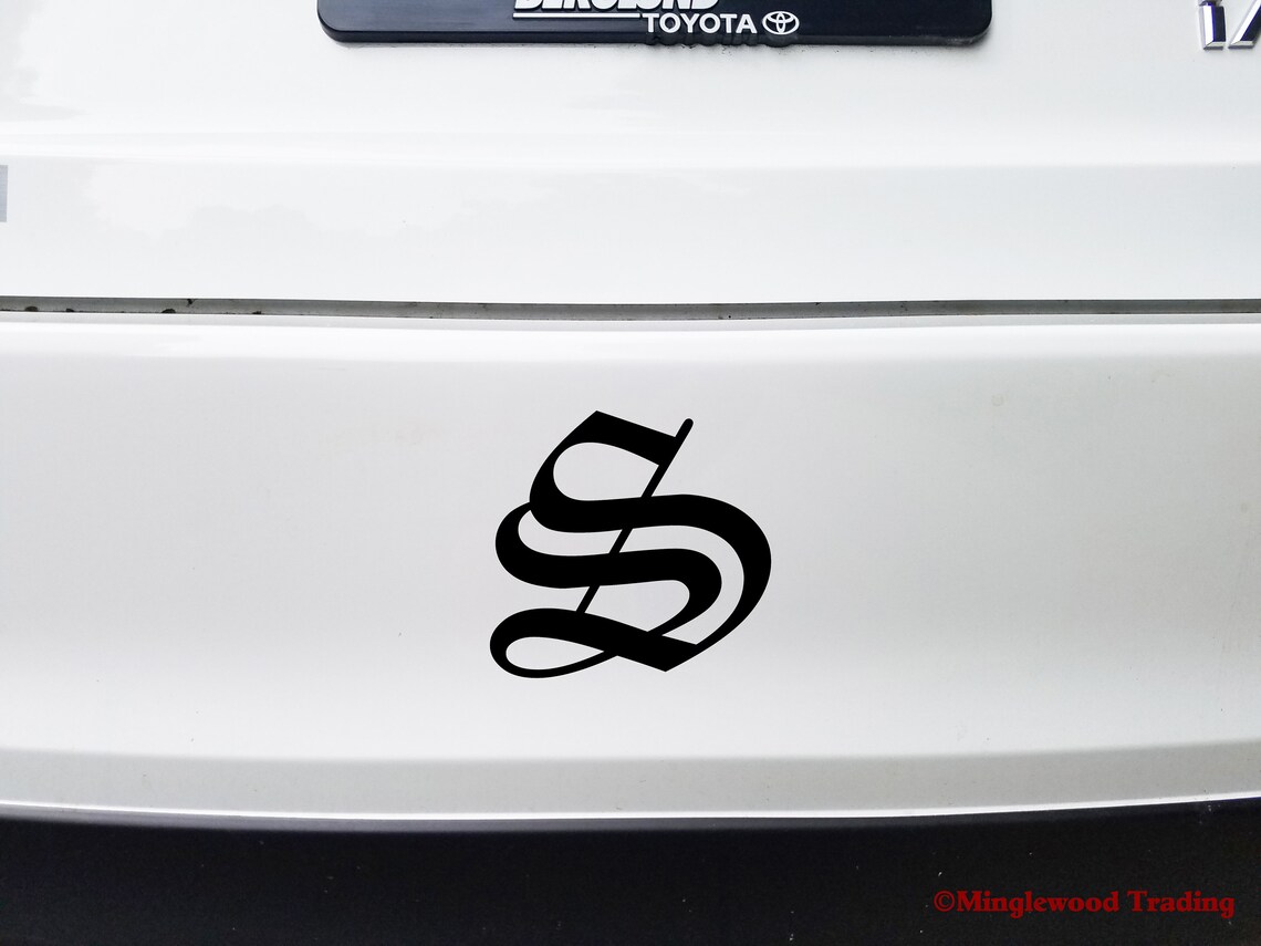 Old English Letter 1"-20" Vinyl Sticker - Initial Tattoo Script ...