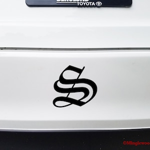 Old English Letter 1"-20" Vinyl Sticker - Initial Tattoo Script ...