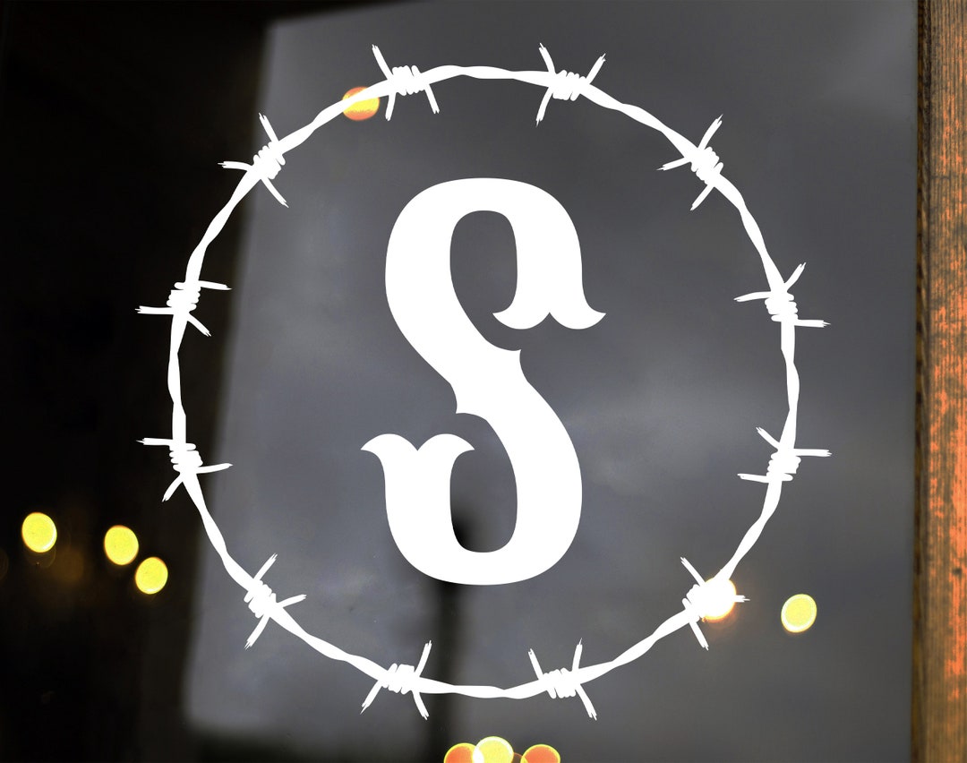Barbed Wire Monogram Vinyl Decal - Country Western Circle - Die Cut ...