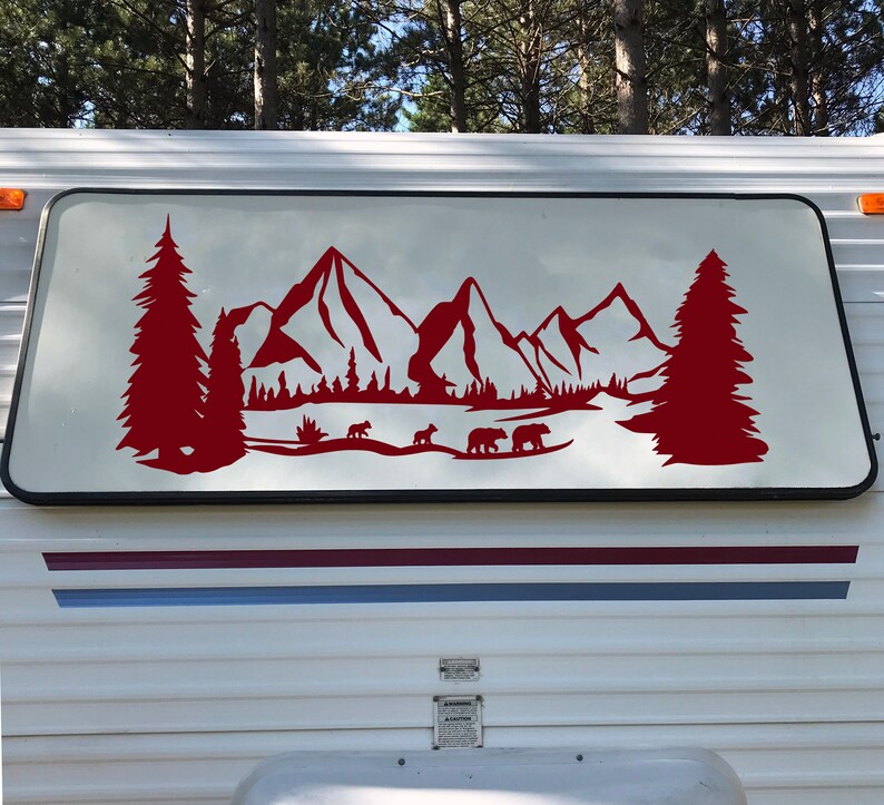 Bear Family Mountains Scenery Vinyl Decal V4 RV Graphics - Etsy