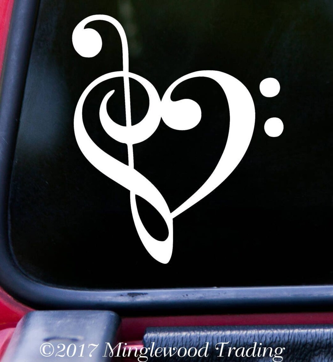 Heart Music Note Vinyl Decal Sticker Love Musician - Etsy
