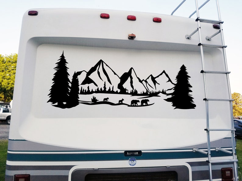 Bear Family Mountains Scenery Vinyl Decal V4 RV Graphics - Etsy