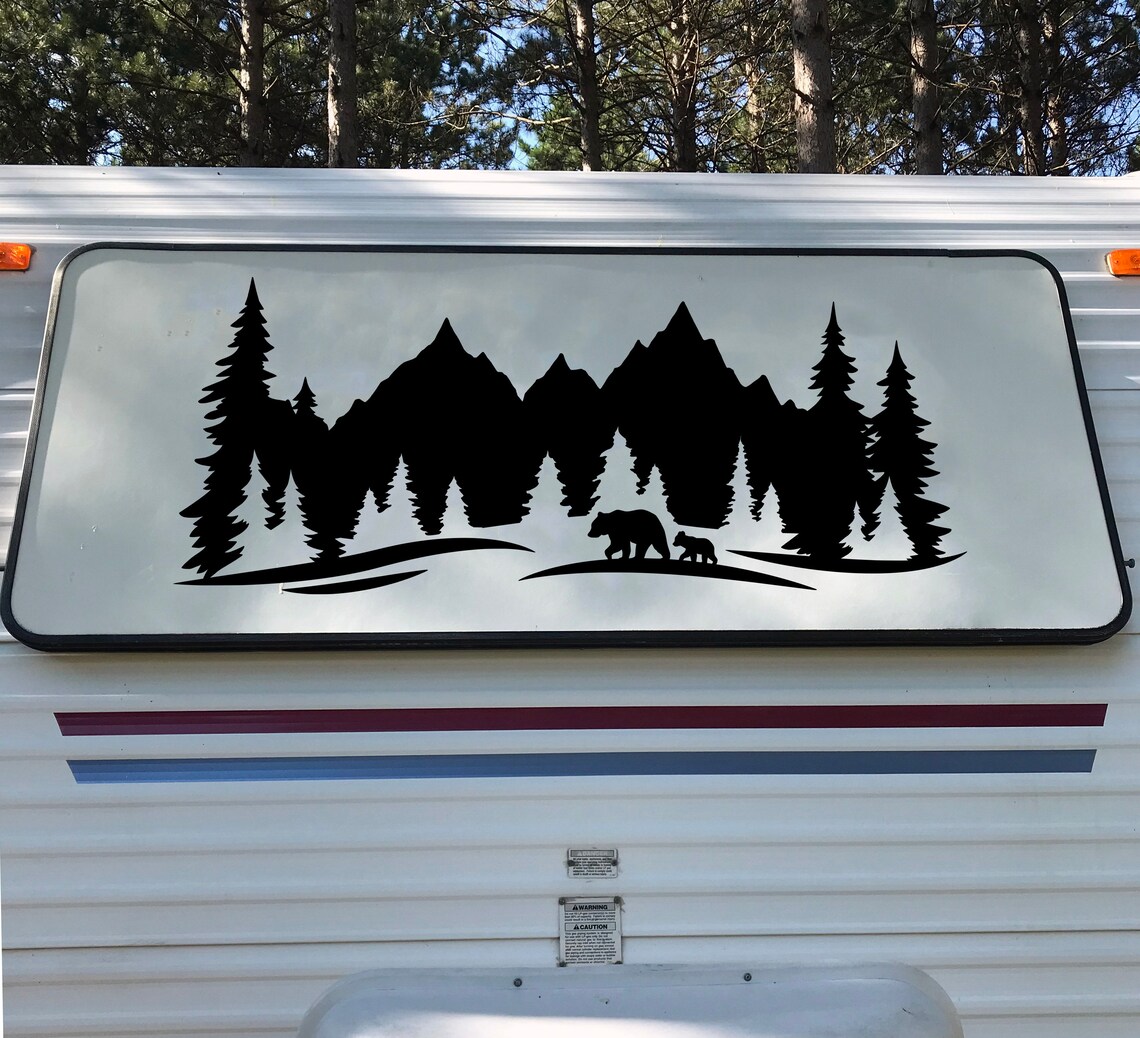 Bears Forest Trees Scene V1 Vinyl Decal RV Camper Graphics - Etsy