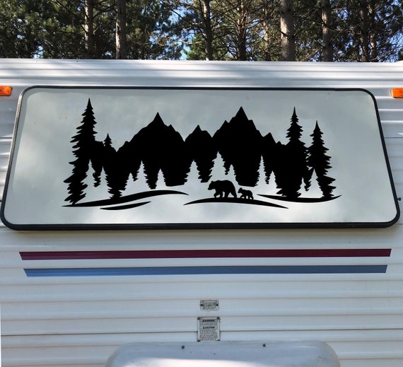Bears Forest Trees Scene V1 Vinyl Decal RV Camper Graphics | Etsy