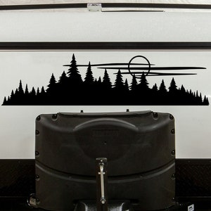 Moon Forest Tree Line Scene Vinyl Decal V2 - RV Graphics Camping - Die ...
