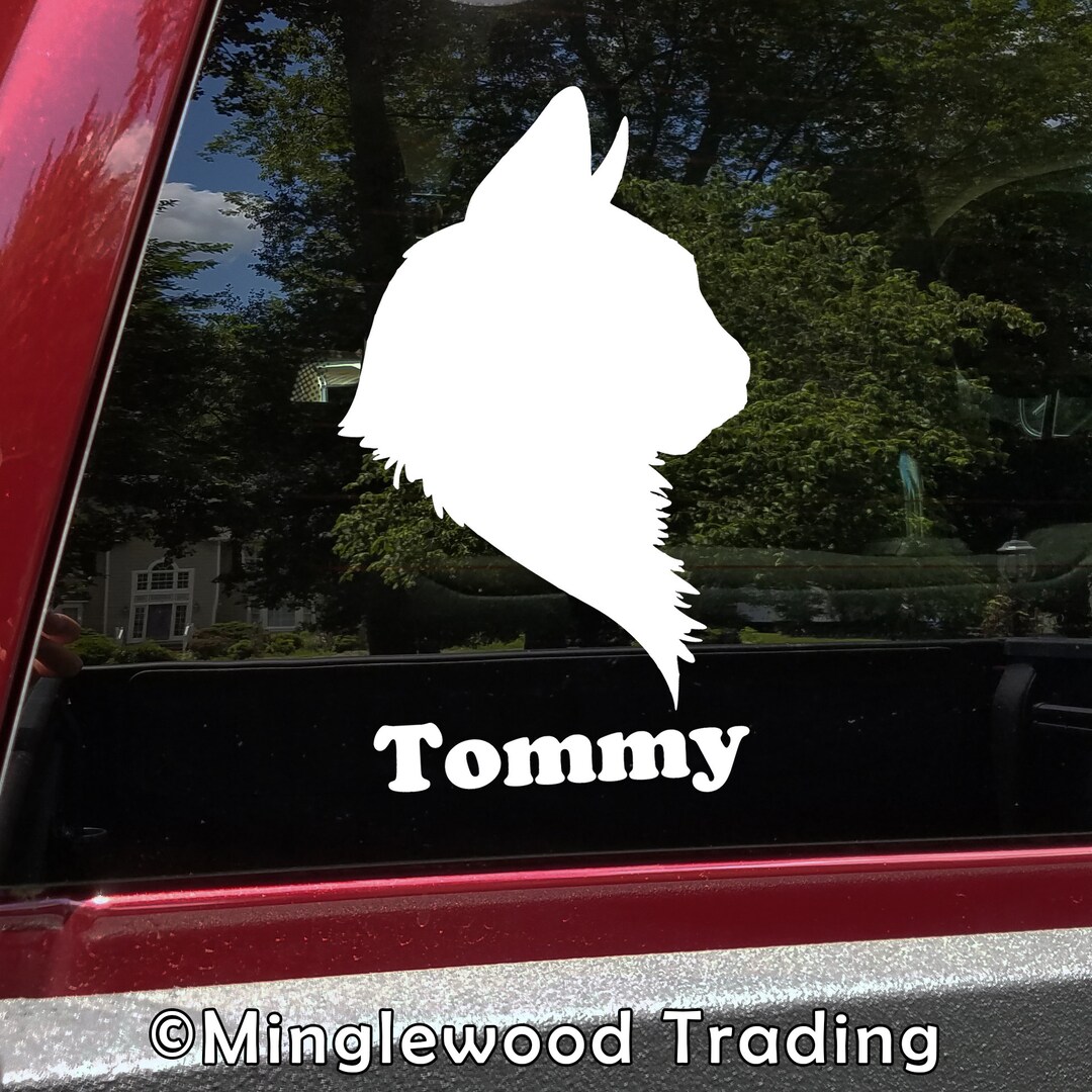 Cat Head With Personalized Name Vinyl Decal Sticker - Profile ...