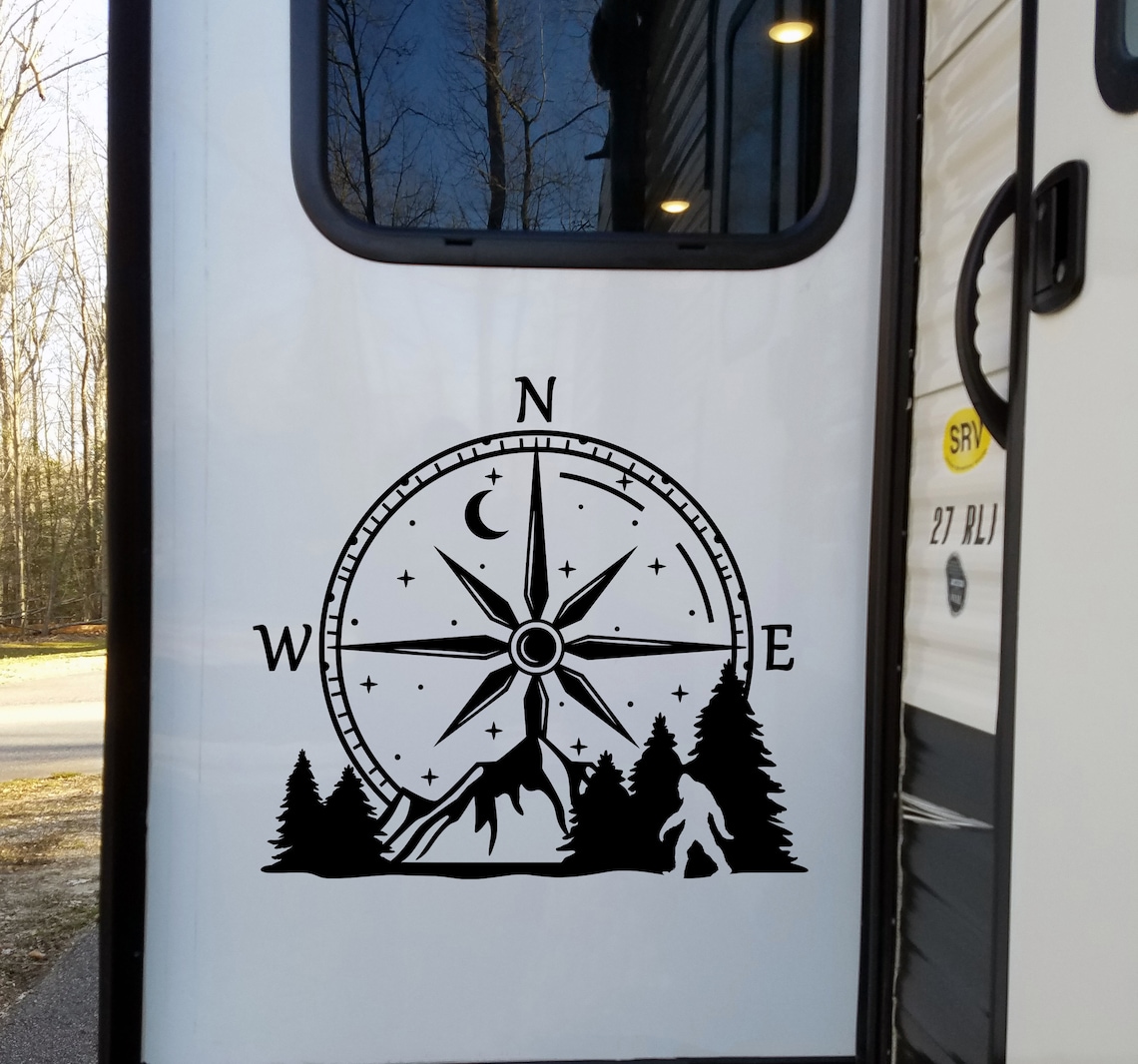 Bigfoot Compass Mountain Vinyl Decal V1 Forest Sasquatch - Etsy