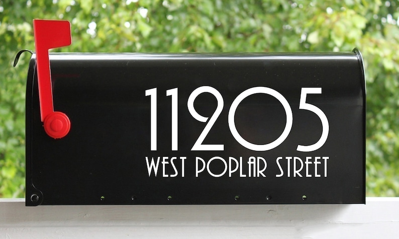 Set of 2 Modern Contemporary Mailbox Numbers With Street Name Vinyl ...