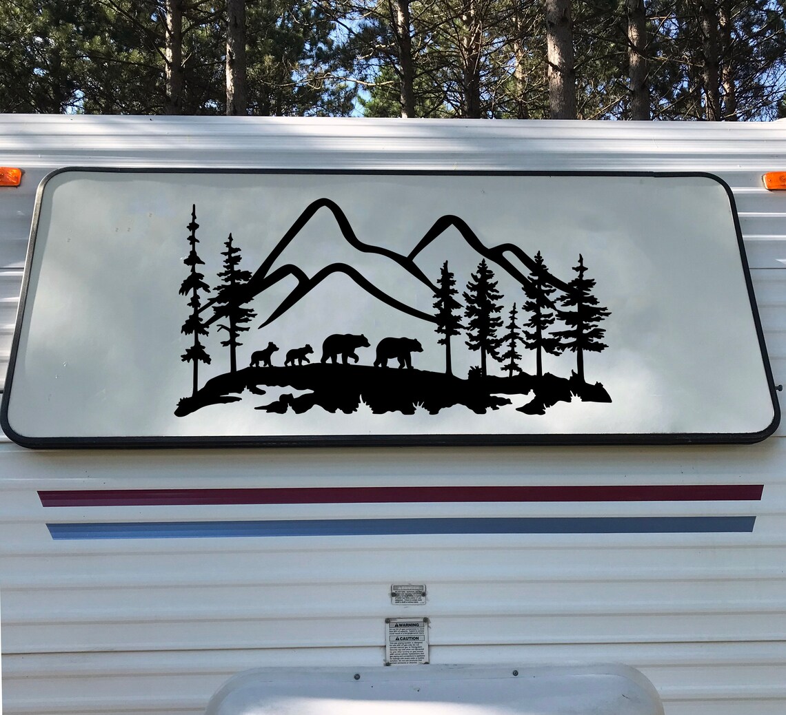 Bear Family Mountain Scene Vinyl Decal RV Motorhome Graphics | Etsy
