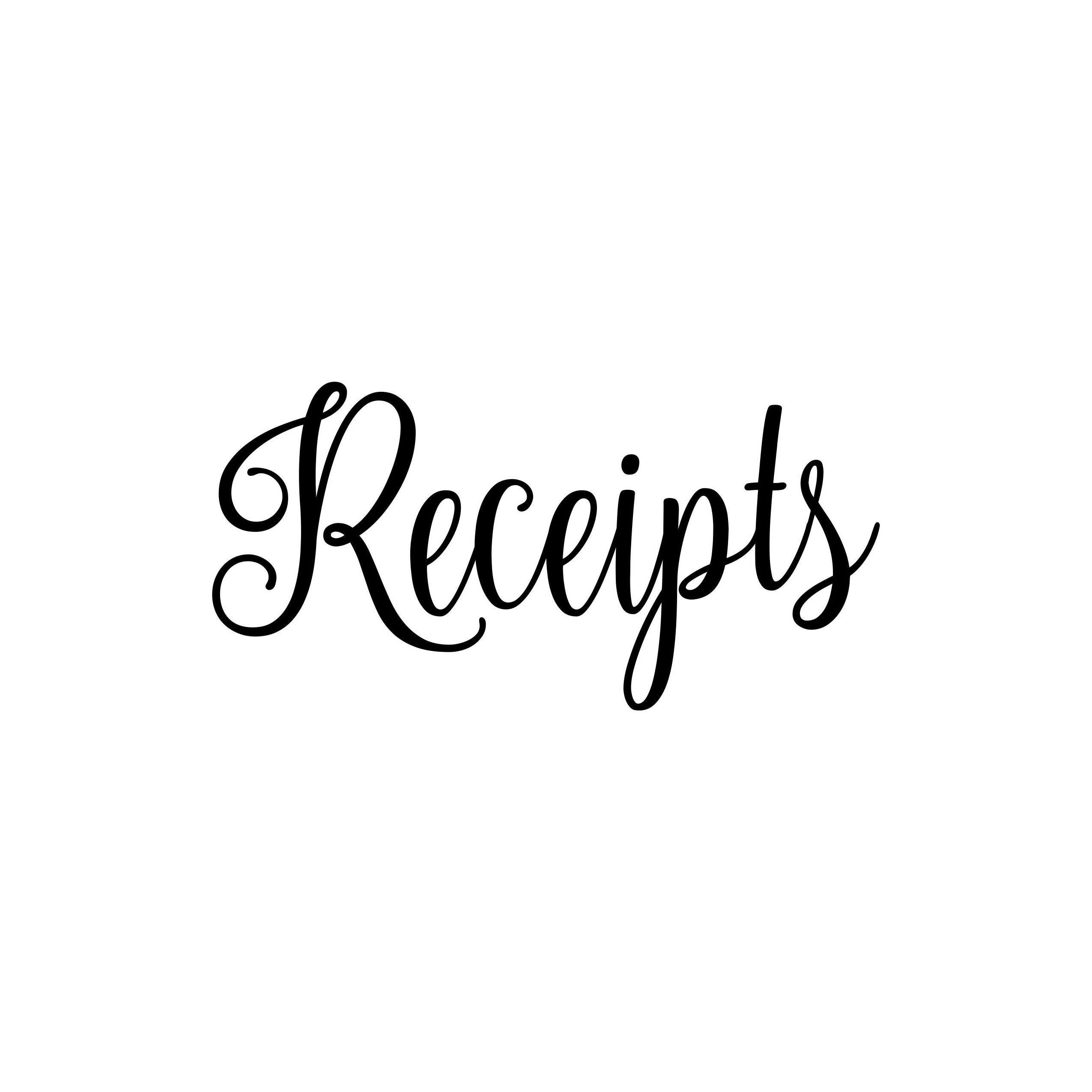Receipts Vinyl Sticker - Home Office Organization Label - Die Cut Decal ...