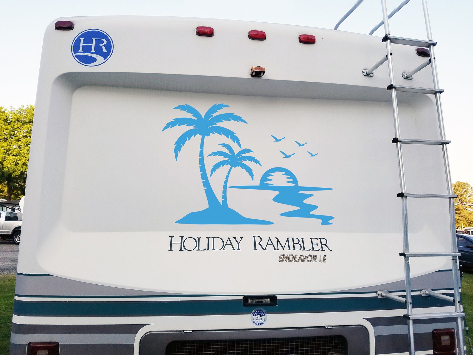 Palm Trees Beach Sunset Scene Vinyl Decal V1 Camper Graphics - Etsy