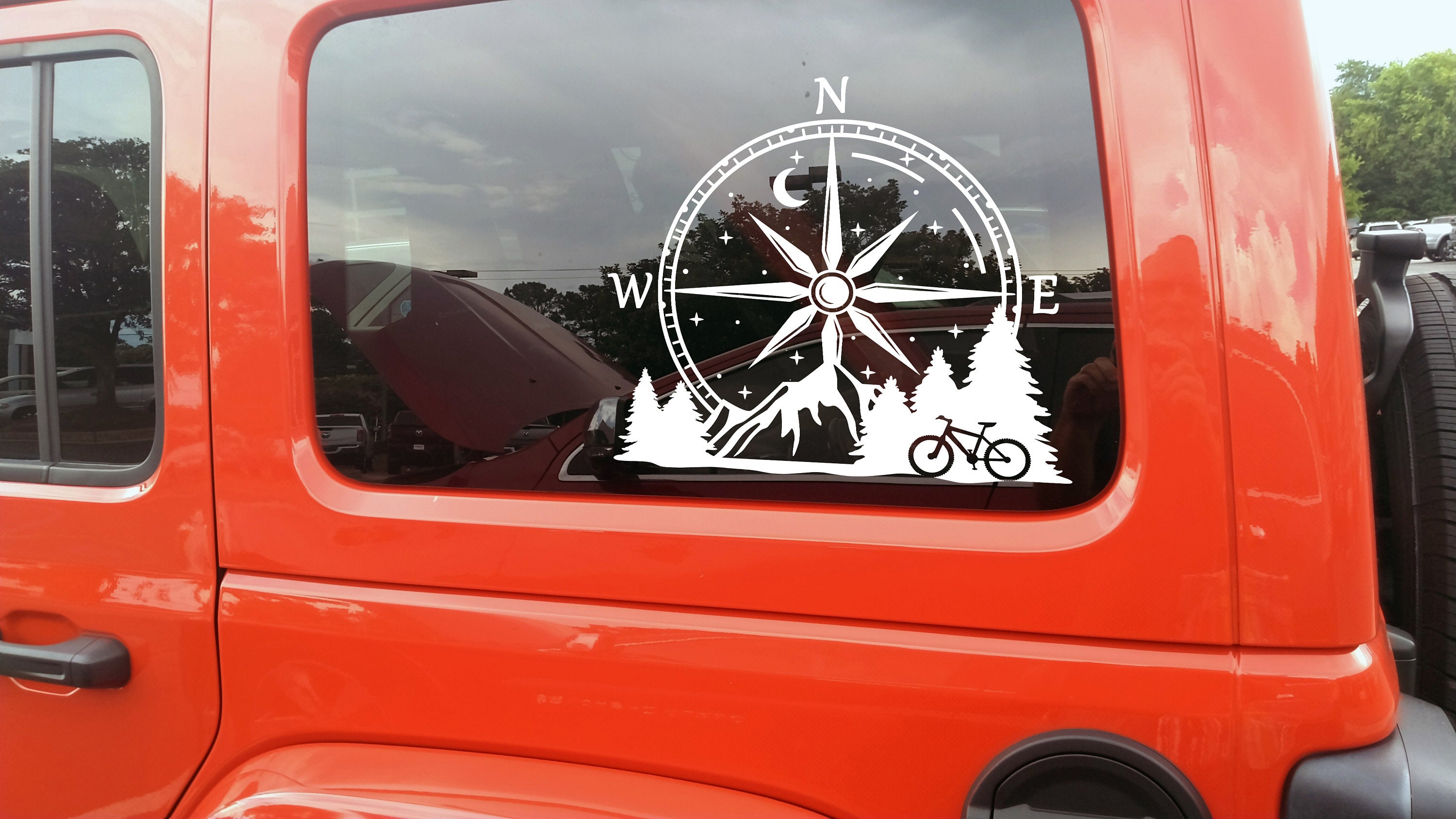 Compass Rose Mountain Bike Mountains Vinyl Decal V1 Forest | Etsy
