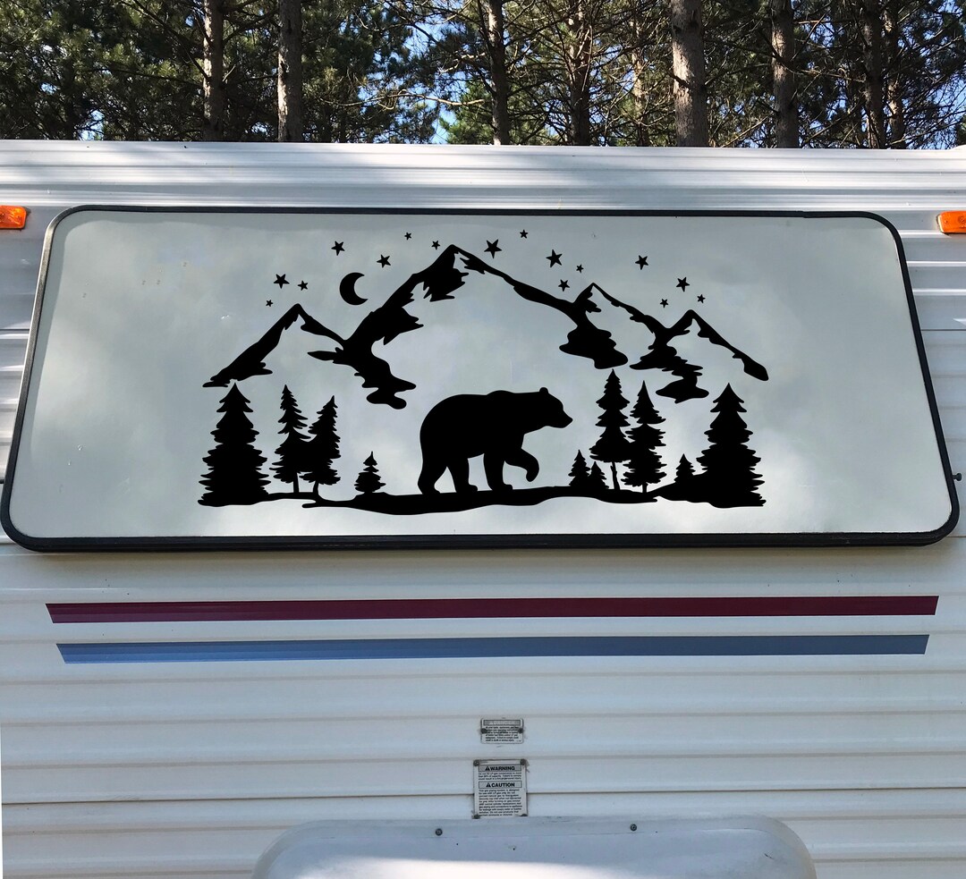 Bear Mountains Moon Scene V4 - RV Travel Trailer Graphics - Die Cut ...