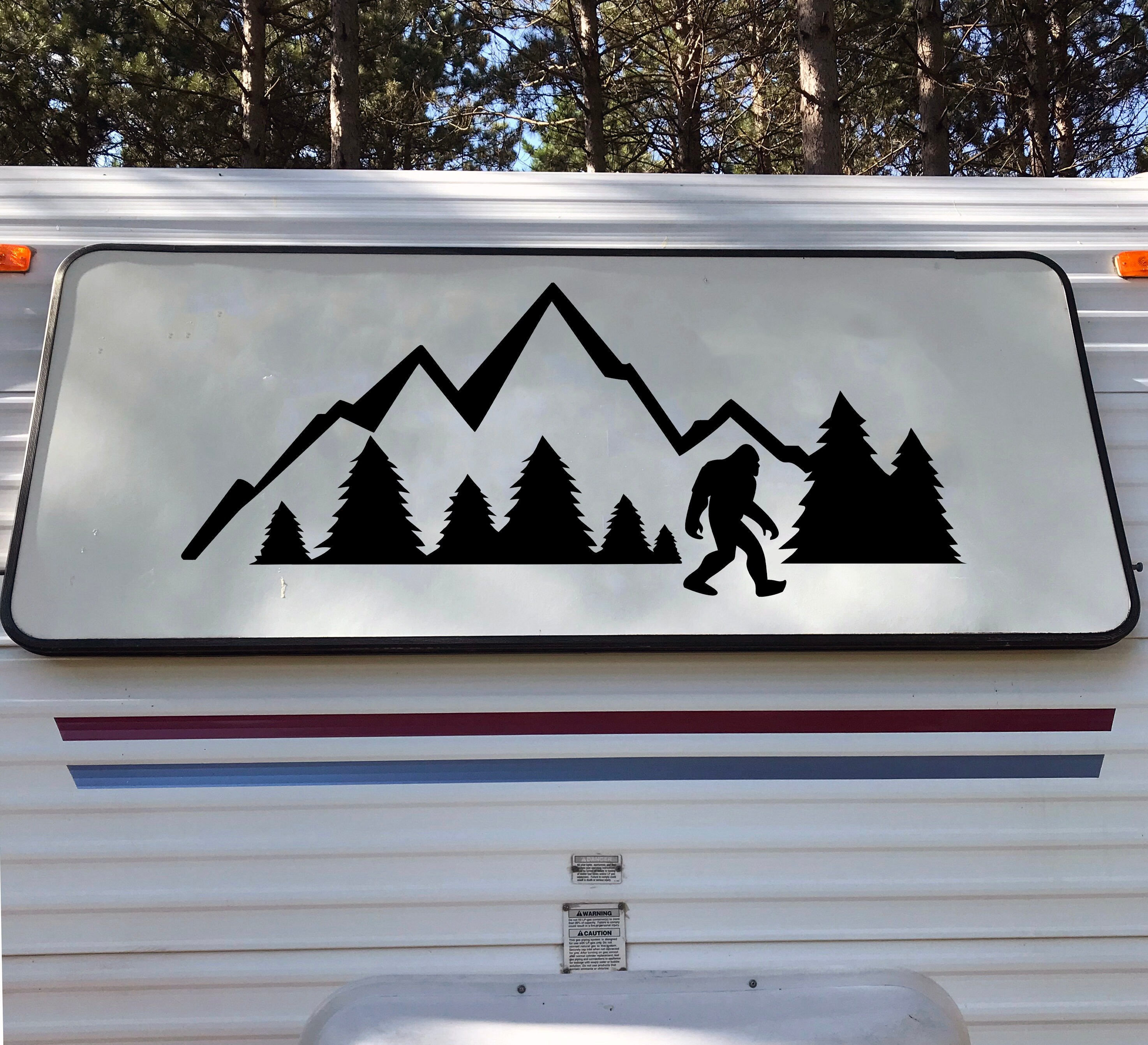 Bigfoot Mountains Scene V7 Vinyl Decal Sasquatch PNW Trees | Etsy